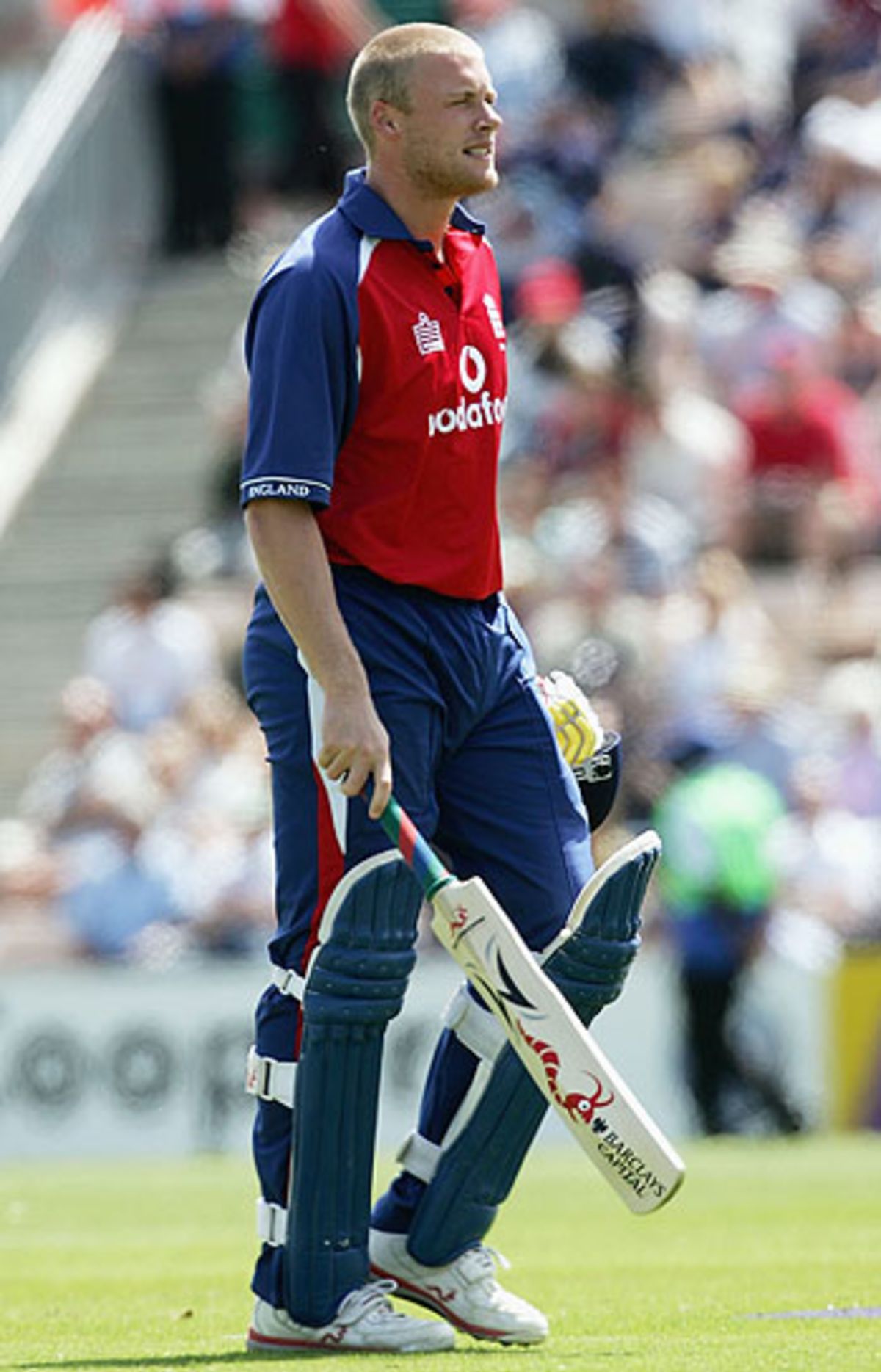 Andrew Flintoff trudges off after falling cheaply against Hampshire ...