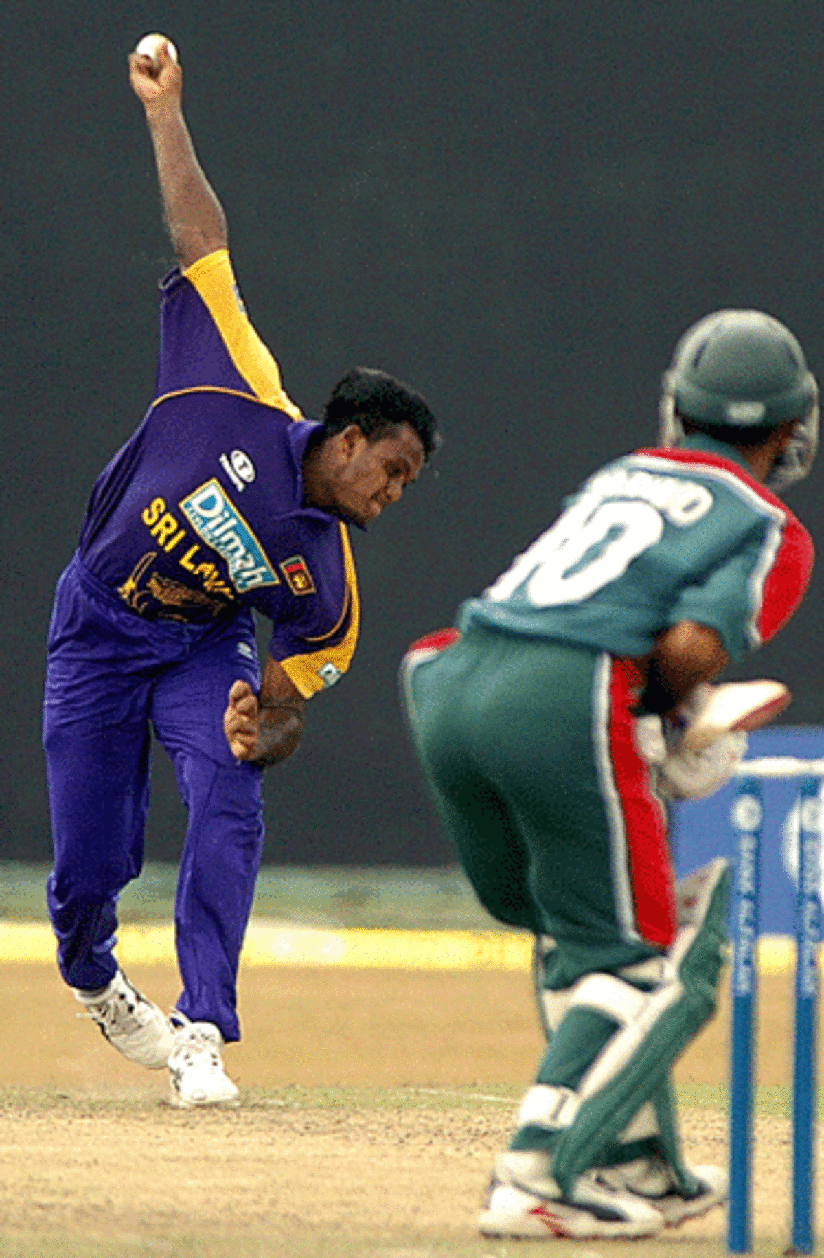 Dilhara Fernando lets it rip during his spell of 3 for 19 ...