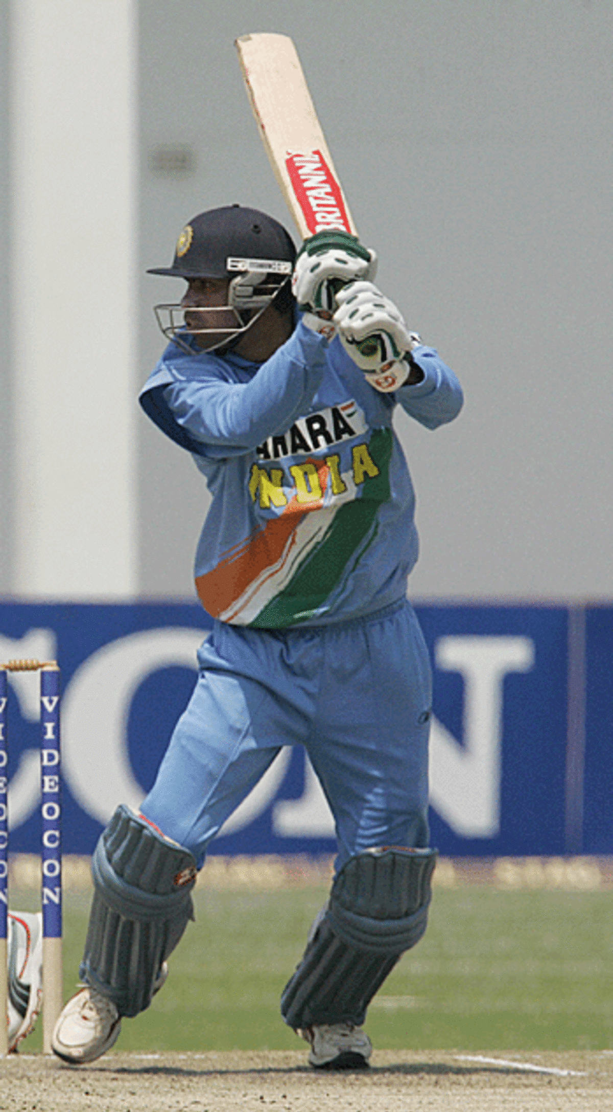 Mohammad Kaif cuts during his 93 that anchored the Indian innings ...
