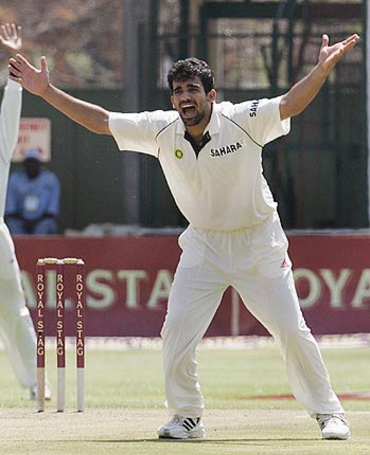 Zaheer Khan appeals for a caught behind against Hamilton Masakadza ...