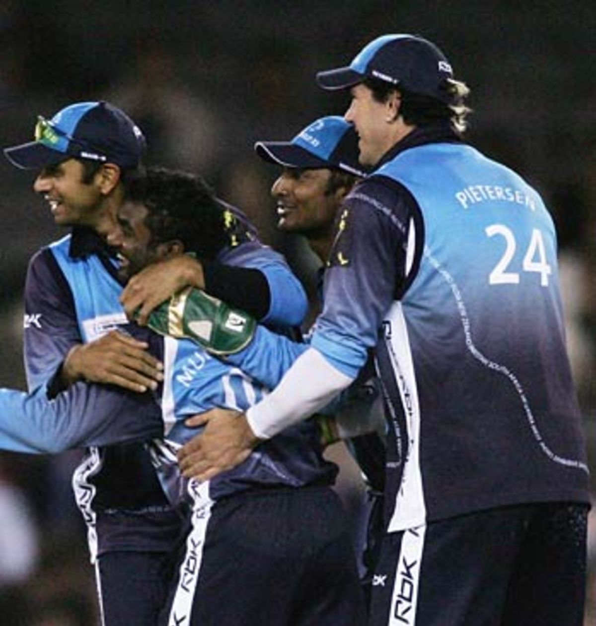 The World XI celebrate the fall of Simon Katich | ESPNcricinfo.com