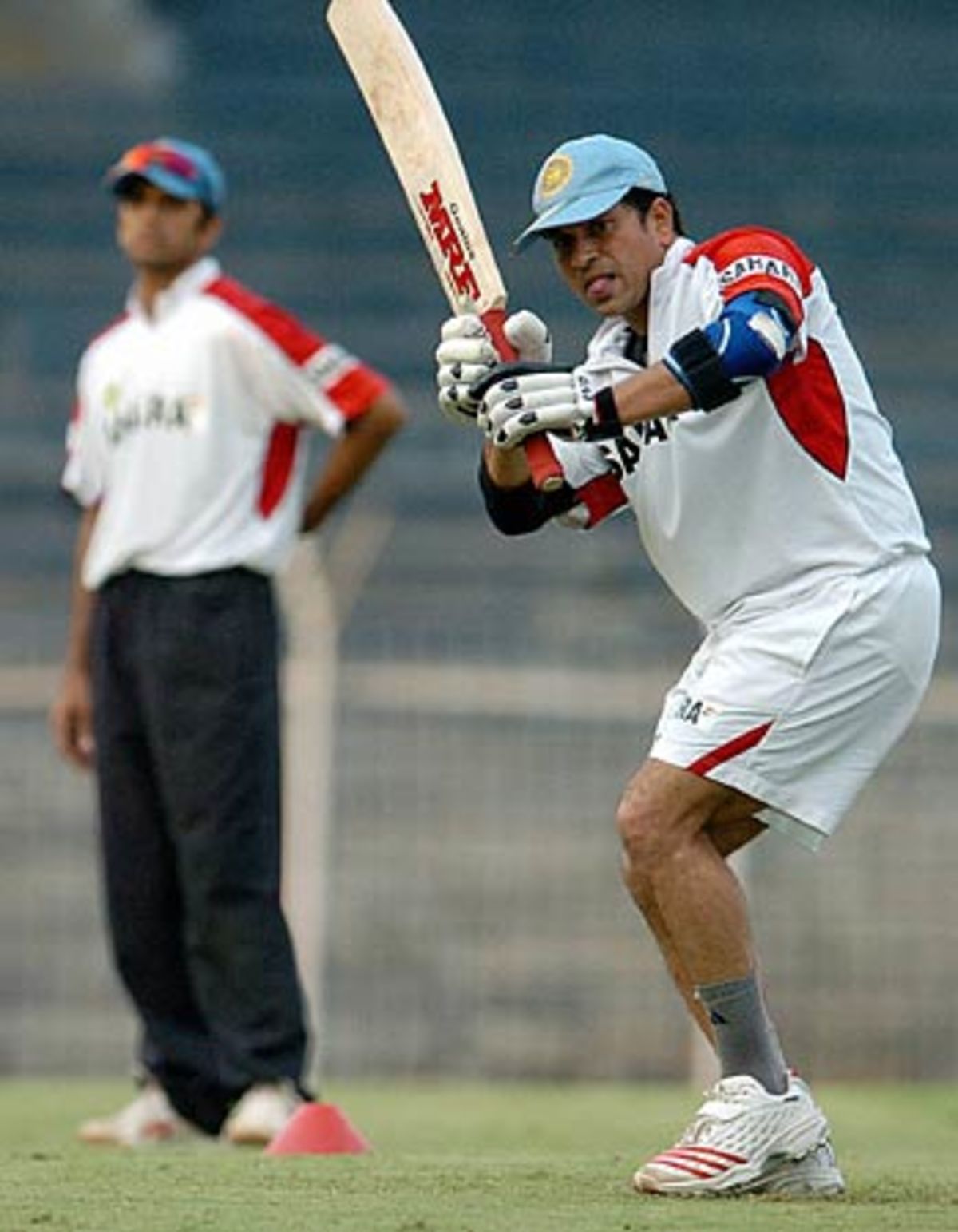 Sourav Ganguly had a spell of seam-up bowling in the practice session ...