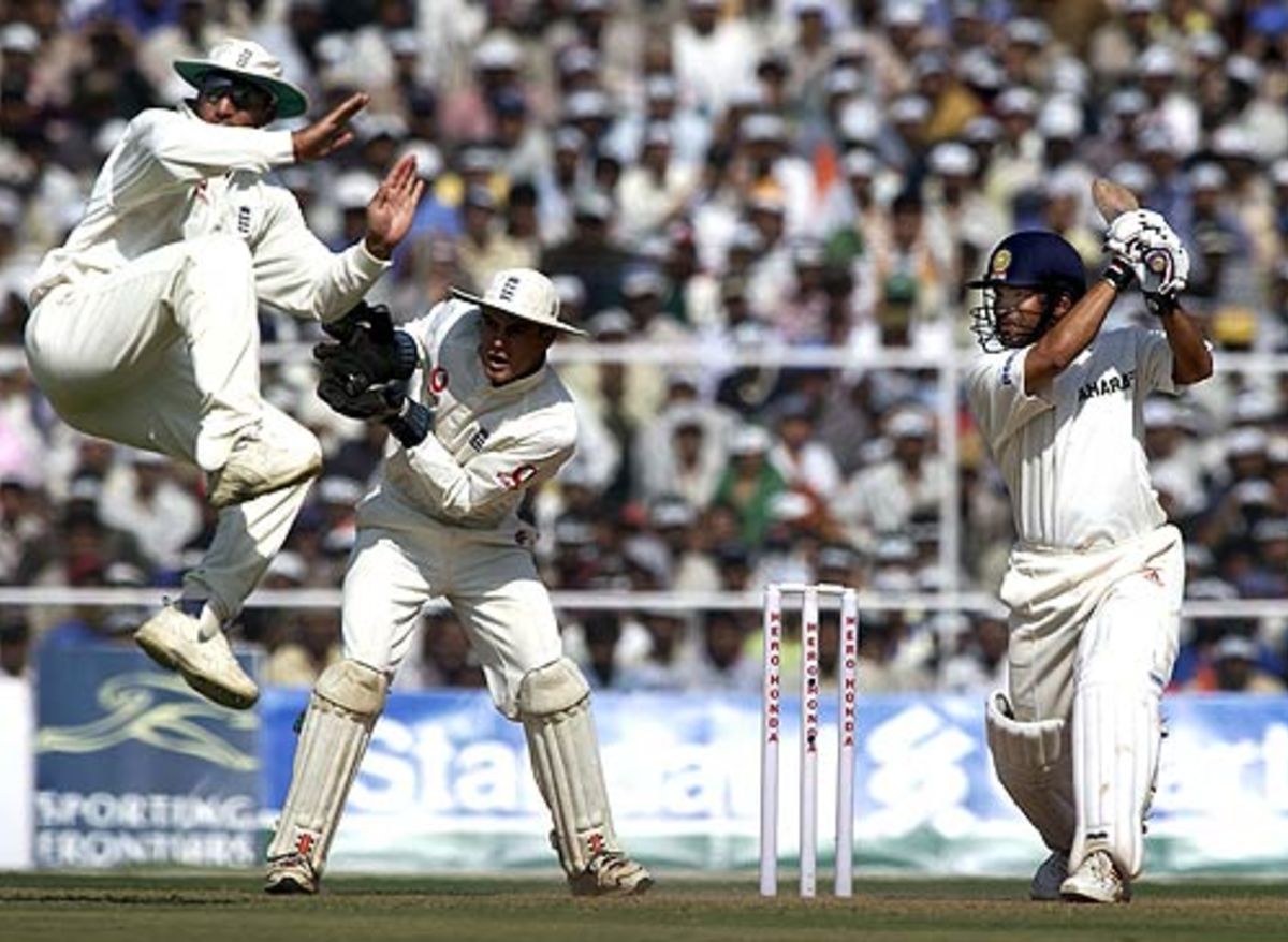 Sachin Tendulkar has Mark Butcher jumping on his way to his 27th ...