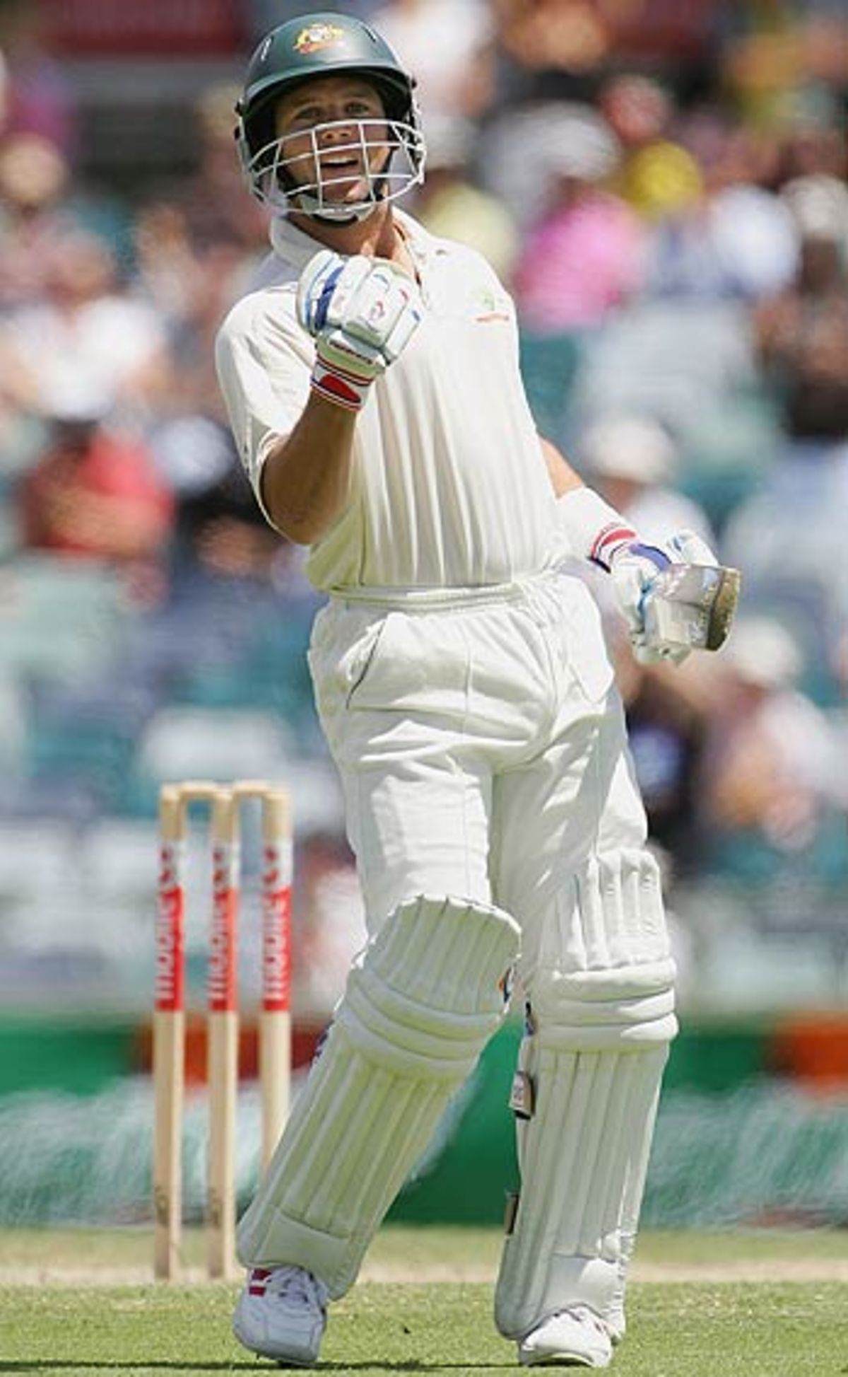 Brad Hodge reacts after reaching his hundred | ESPNcricinfo.com