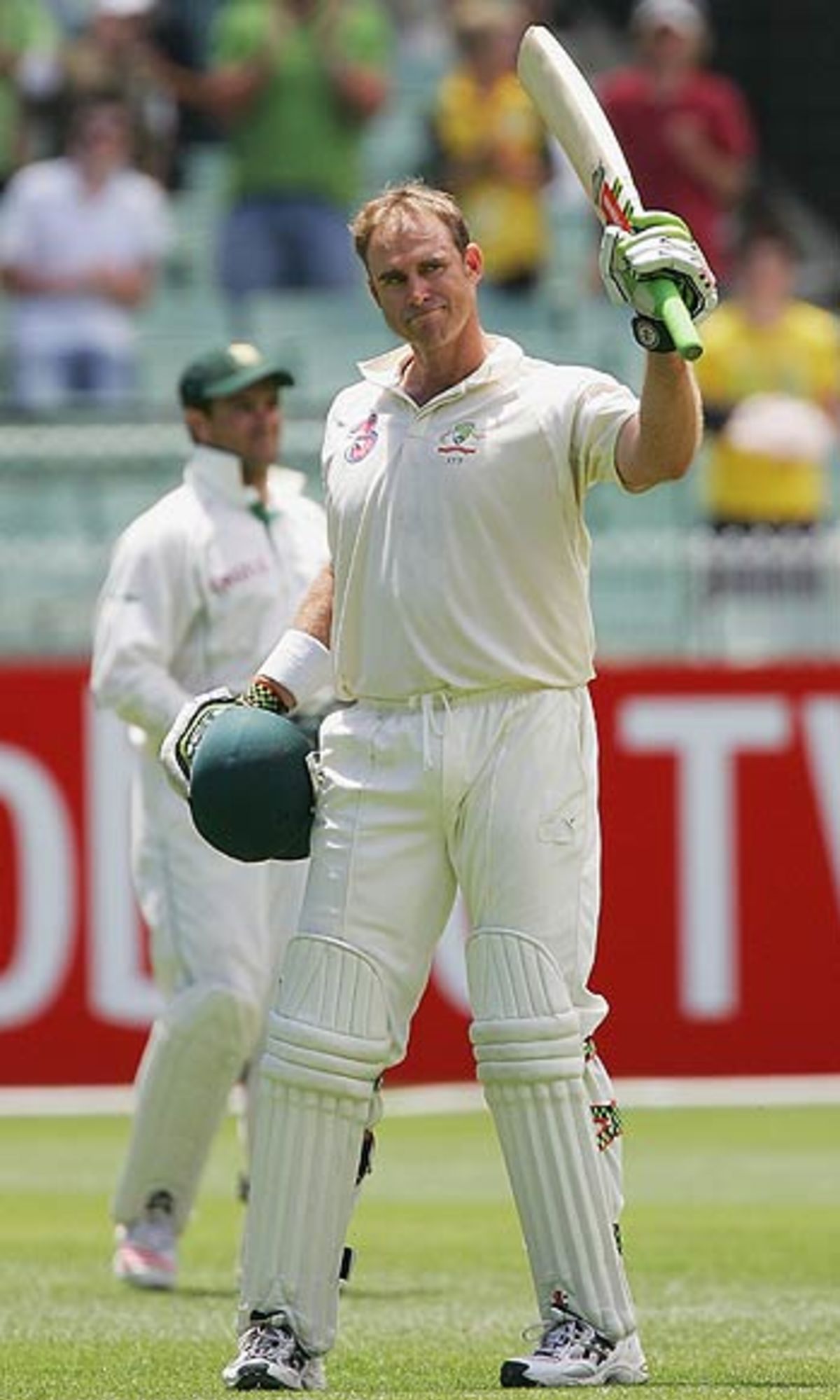 Matthew Hayden collects his thought after crossing another hundred ...