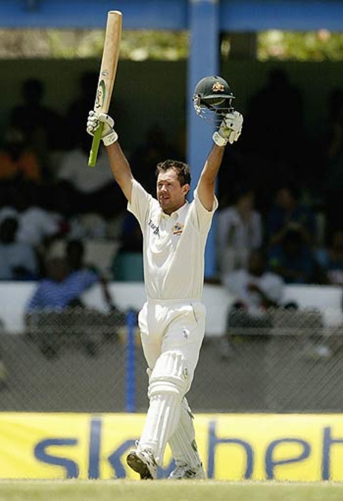Ricky Ponting celebrates his 206 v West Indies, 2nd Test, Port-of-Spain ...