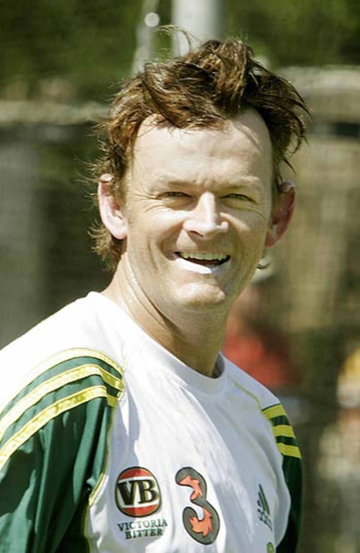 Adam Gilchrist in a cheerful mood while training for the third Test at ...