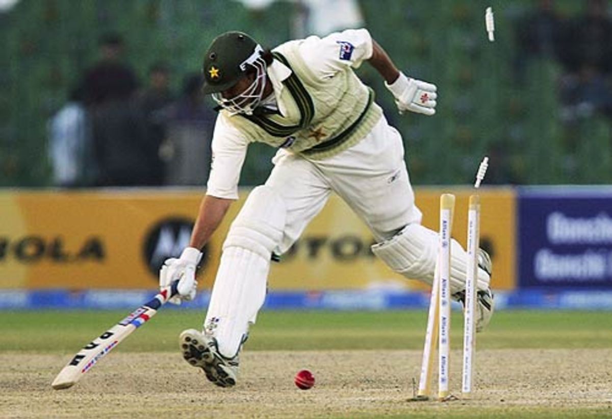 Mohammad Yousuf just manages to make his ground late in the day ...