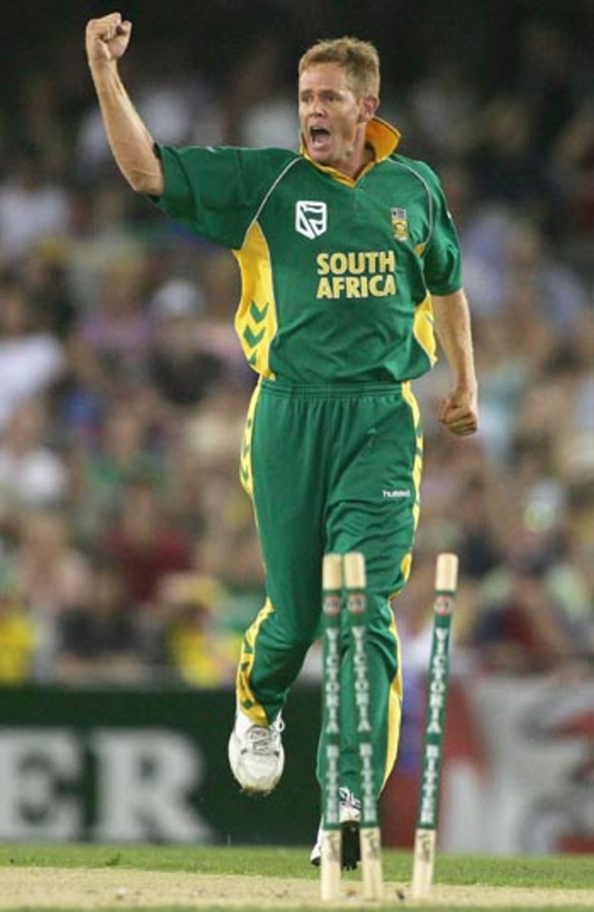 Shaun Pollock celebrates the wicket of Damien Martyn | ESPNcricinfo.com
