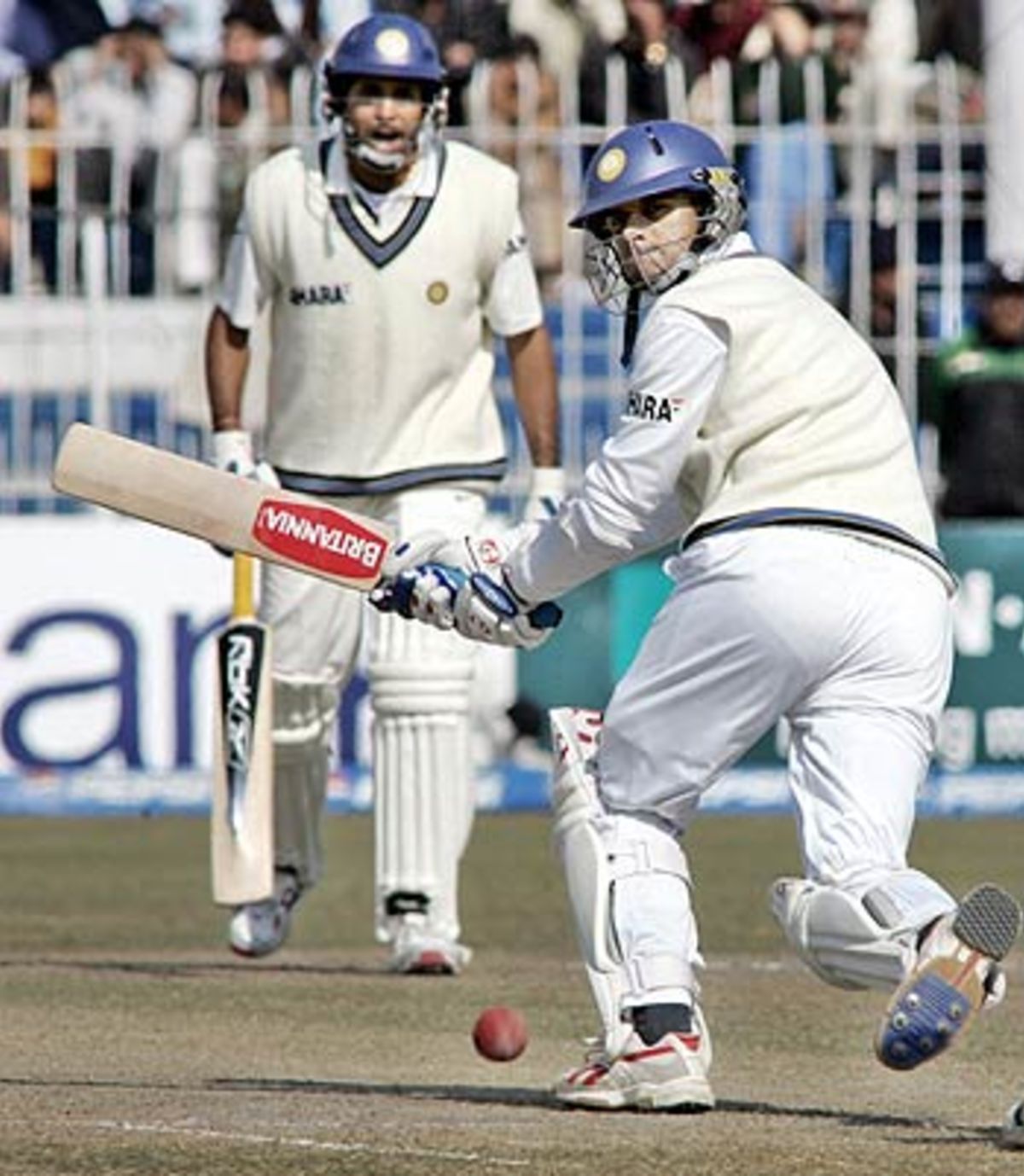Rahul Dravid paddles one fine during his 197-run stand with VVS Laxman ...
