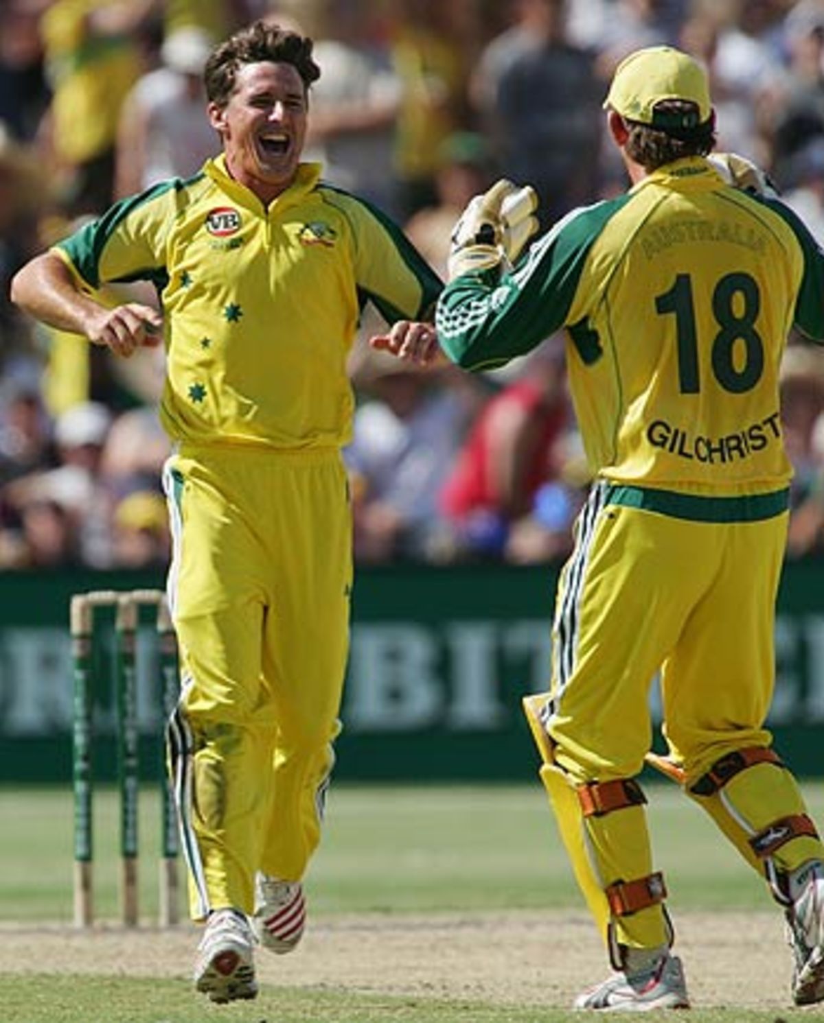 Brad Hogg picked up 2 for 35 as Sri Lanka were restricted to 218 for 8 ...