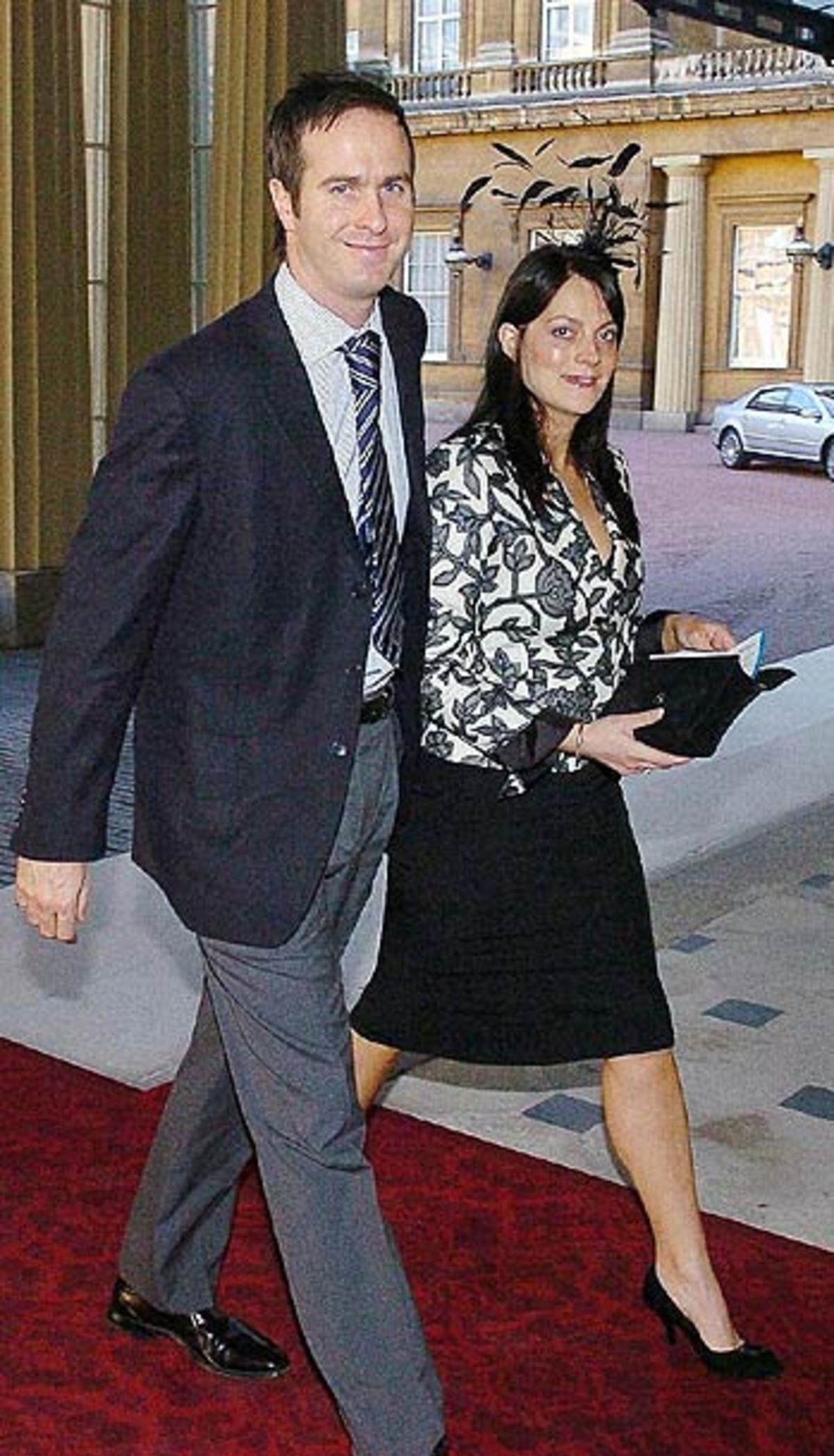 Michael Vaughan and his wife Nicola arrive at Buckingham Palace ...