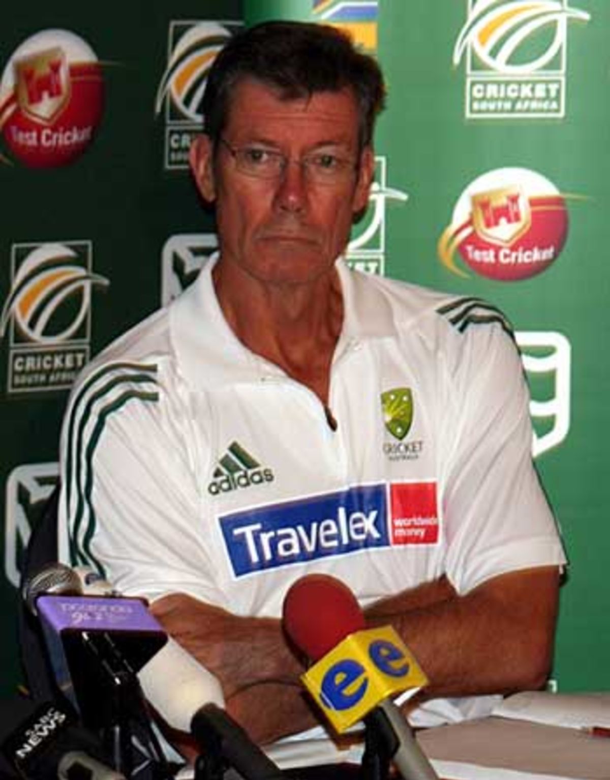 The Australia coach, John Buchanan, at the first press conference of ...