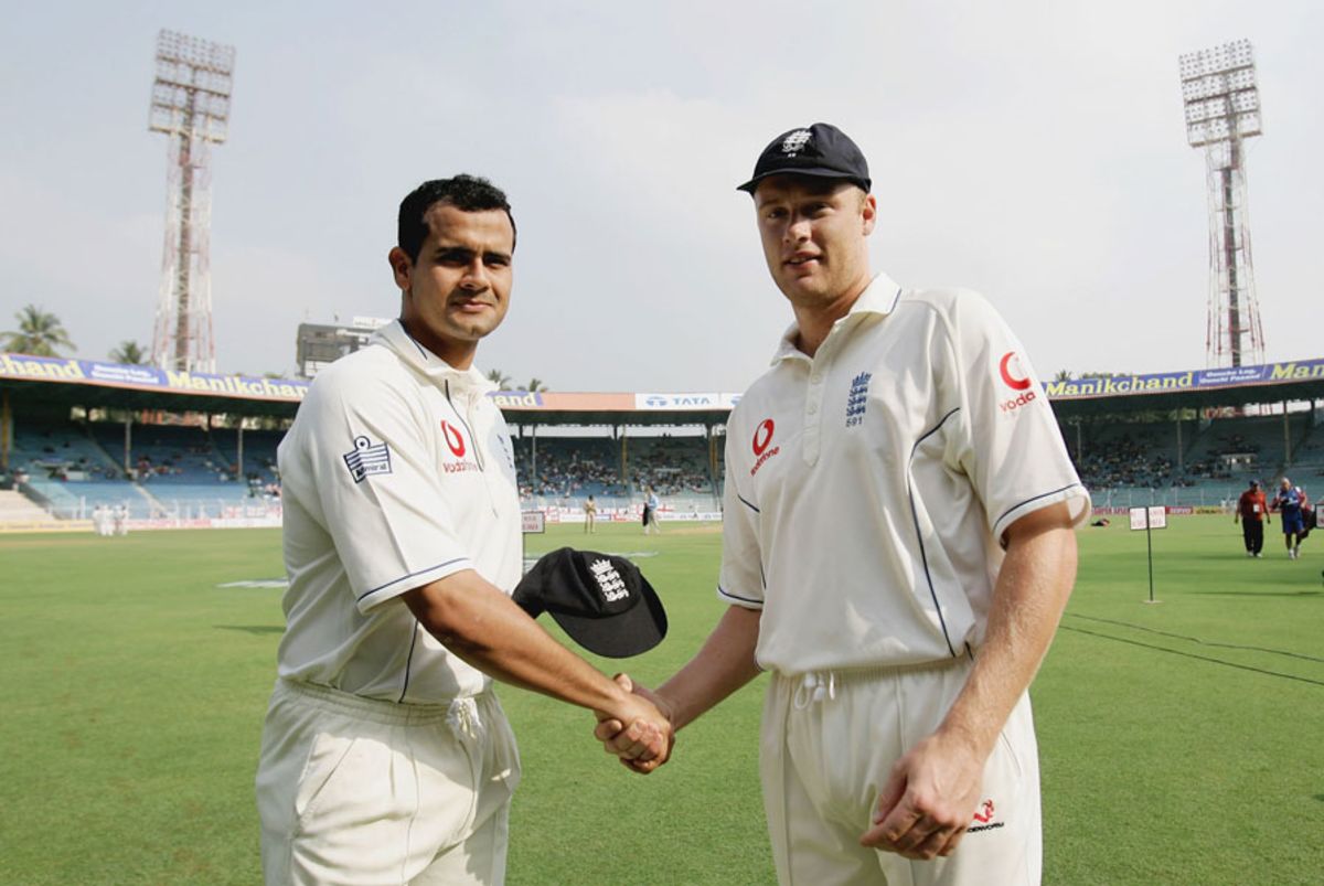 Owais Shah receives his England cap from Andrew Flintoff | ESPNcricinfo.com