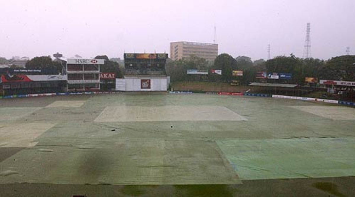 The playing surface at the Sinhalese Sports Club pitch is covered with ...