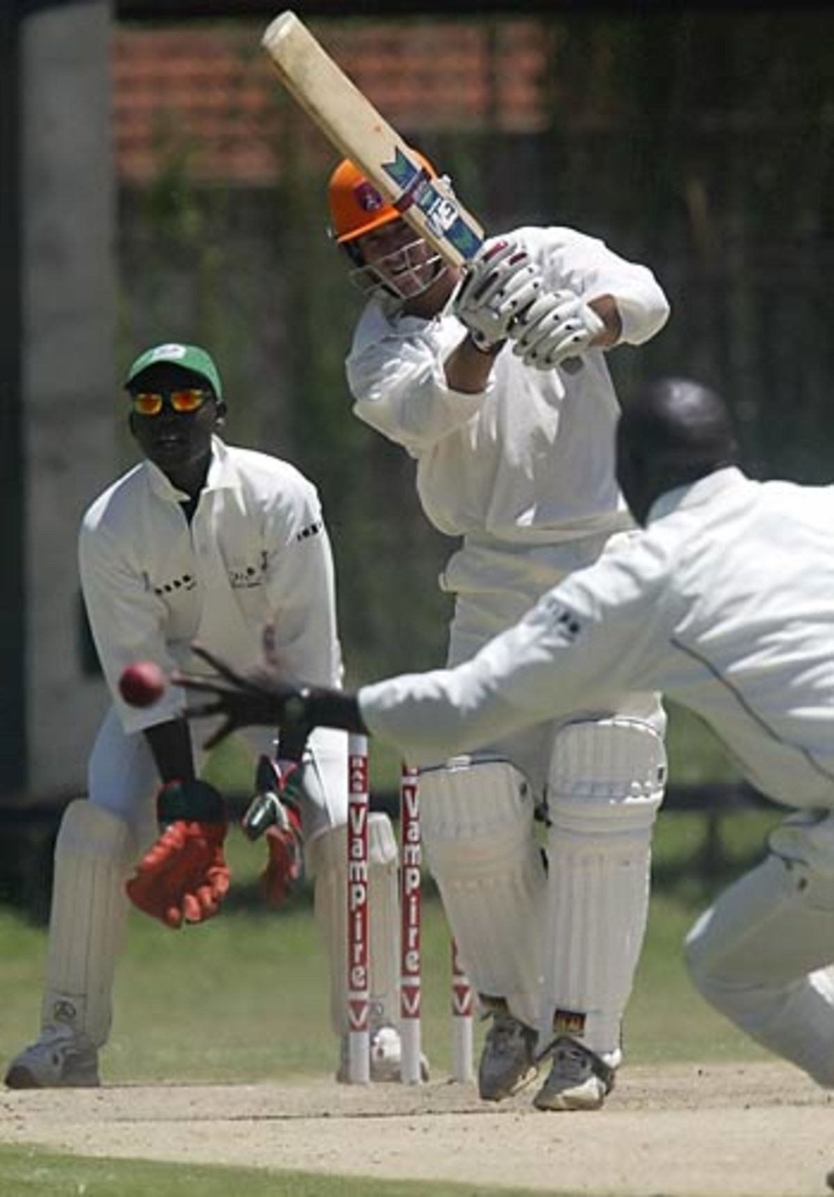 Daan van Bunge drives the ball just wide of the bowler | ESPNcricinfo.com