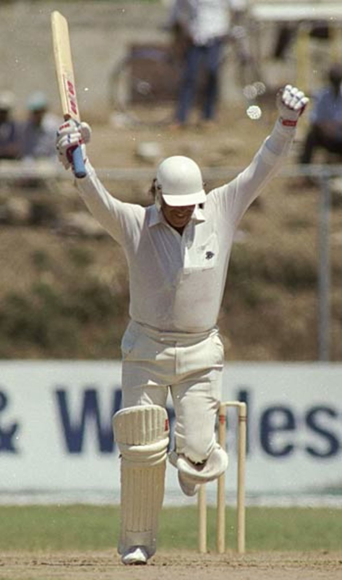 Wayne Larkins celebrates hitting the winning runs | ESPNcricinfo.com