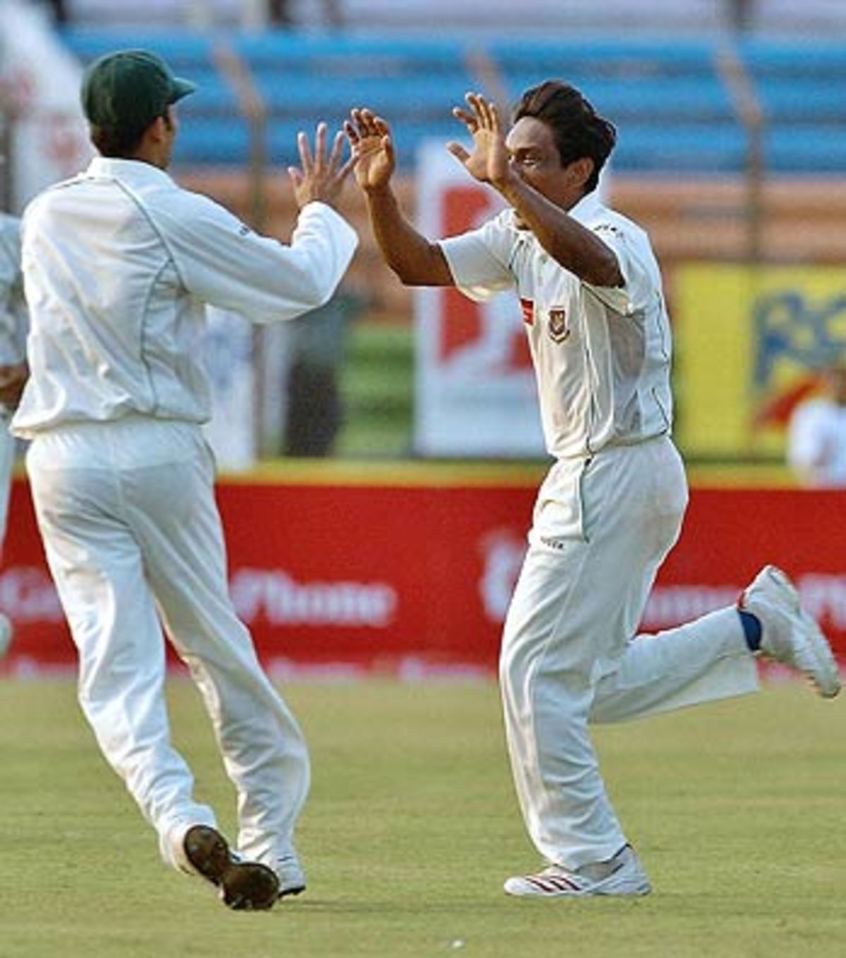 Mohammad Rafique celebrates the wicket of Phil Jaques | ESPNcricinfo.com