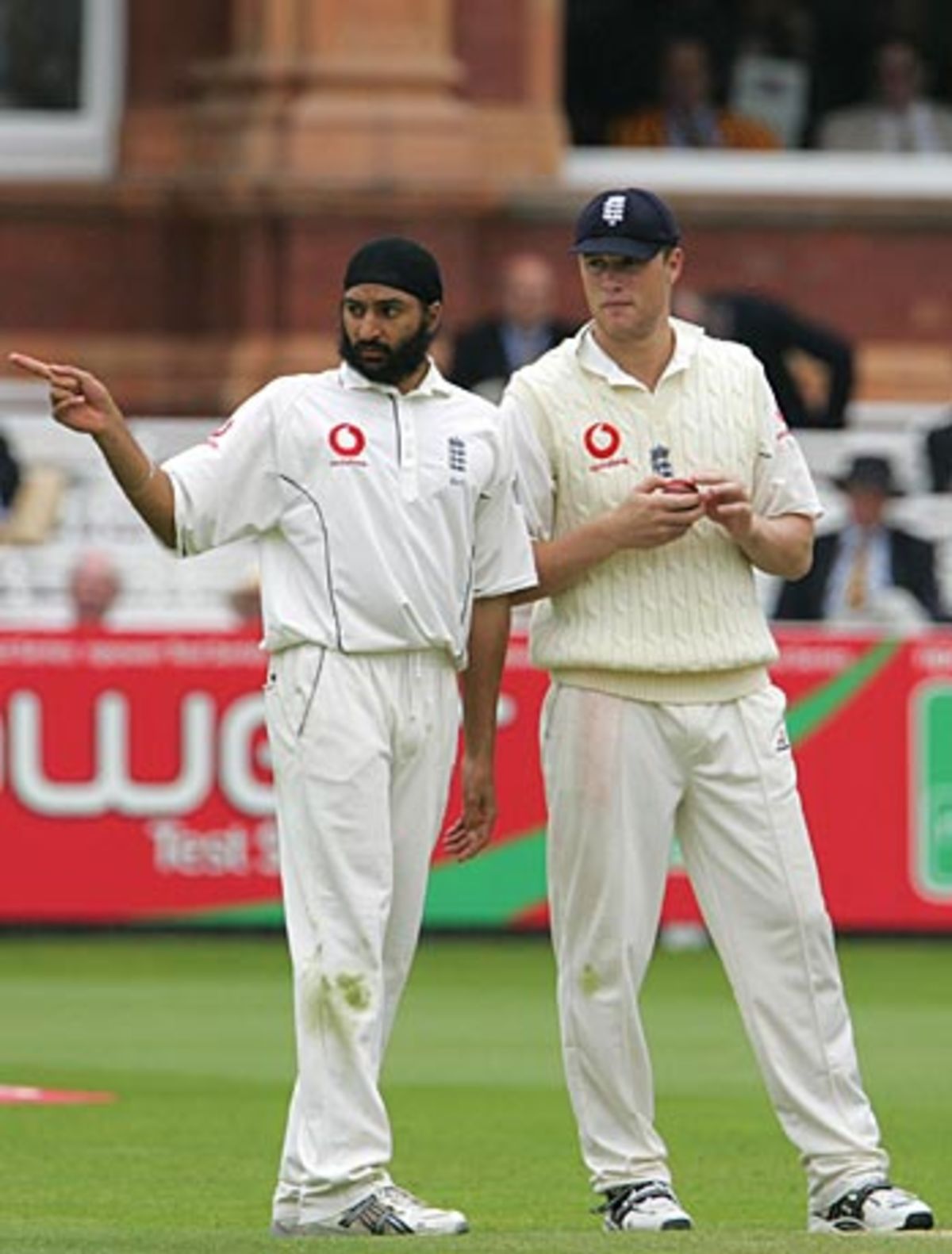Monty Panesar in his first over of Test cricket at Lord's ...