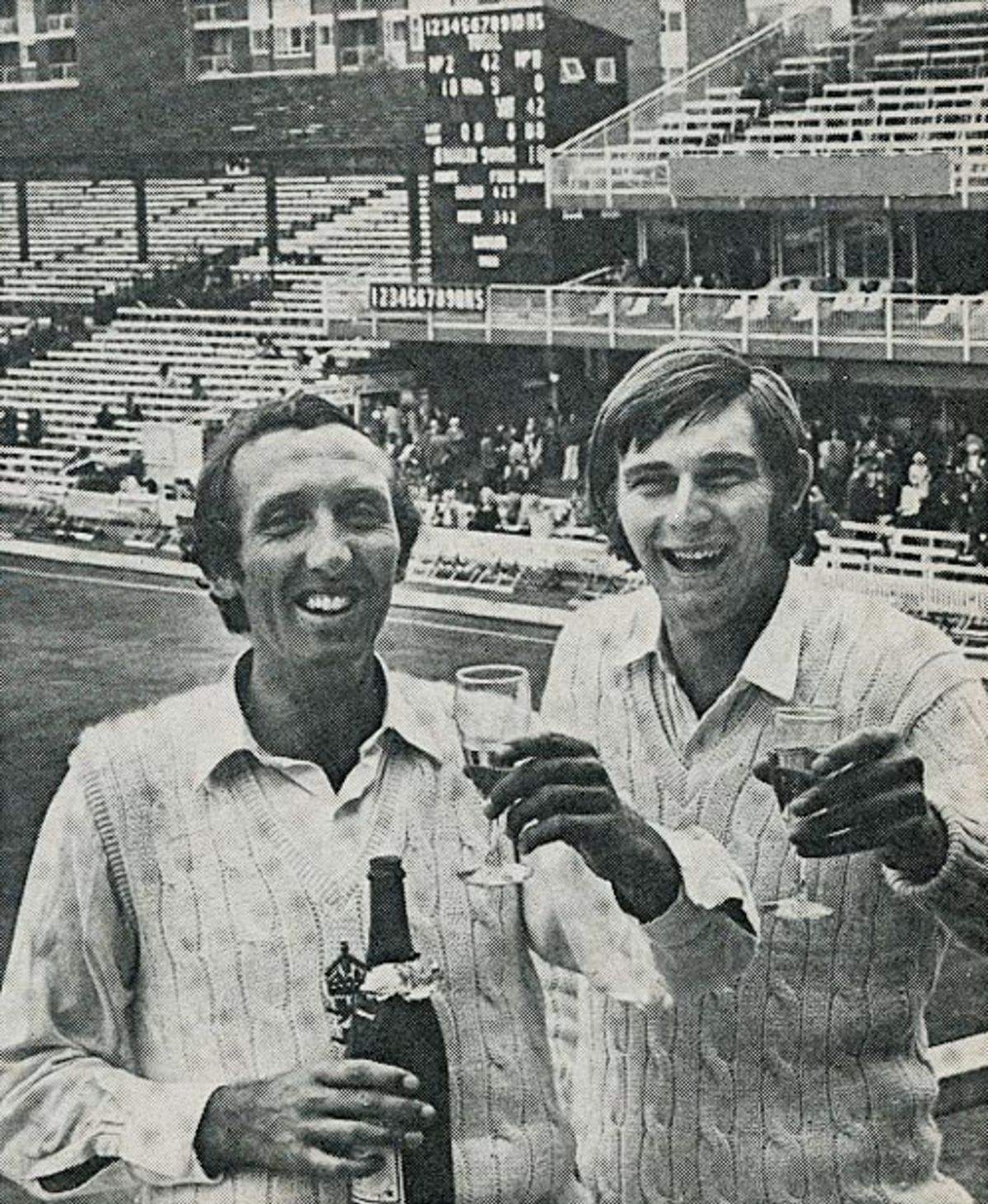 Geoff Arnold and Chris Old celebrate India's rout | ESPNcricinfo.com