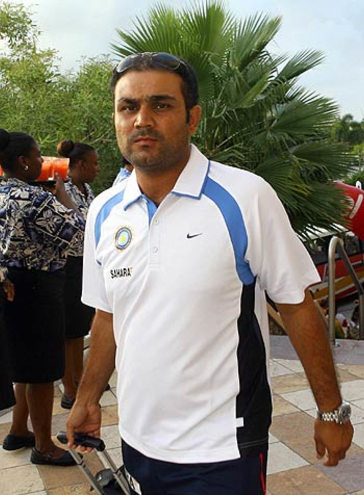 Virender Sehwag arrives in St Kitts and Nevis for the third ODI against ...