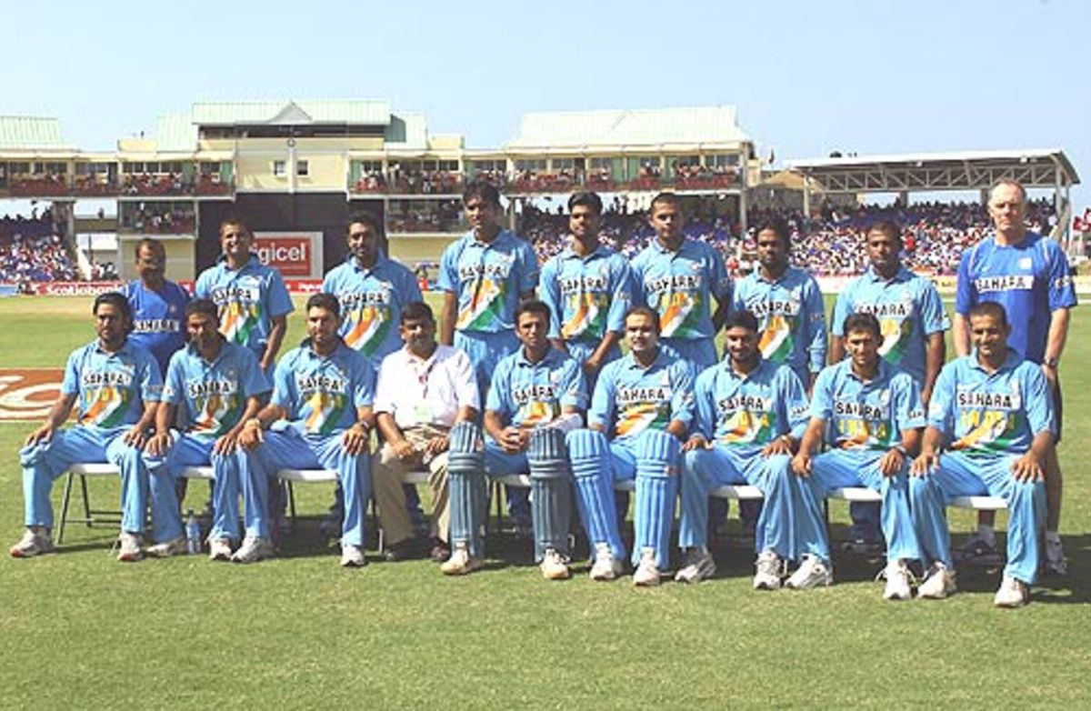 The Indian team pose for a photograph before the start of the third ODI ...