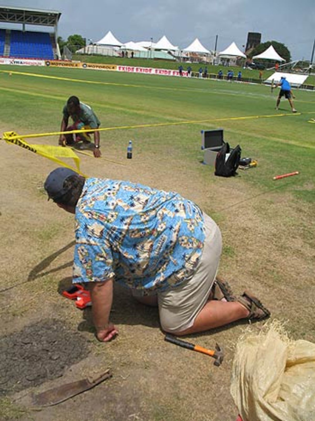 Andy Atkinson tends to the pitch at St. Kitts | ESPNcricinfo.com