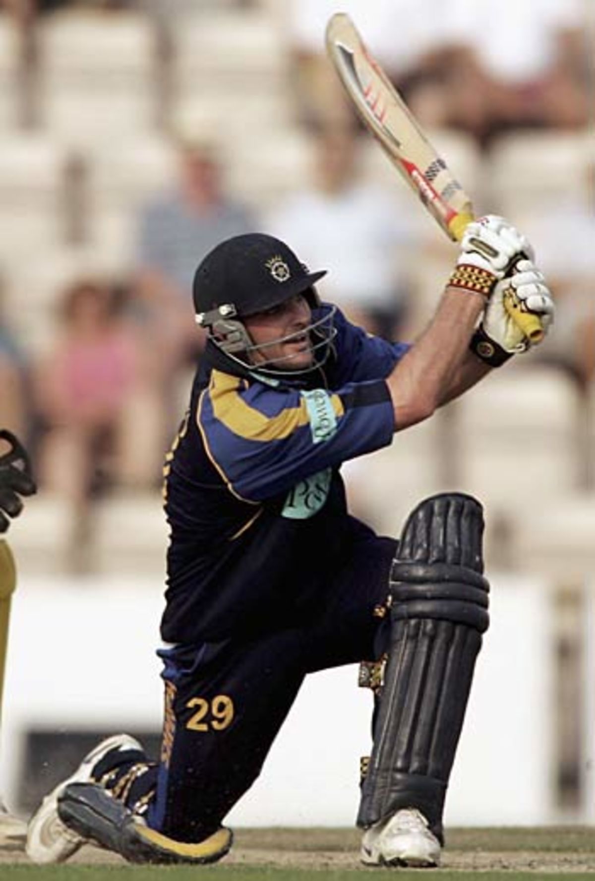 Greg Lamb on his way to 37* ... he followed with three wickets ...