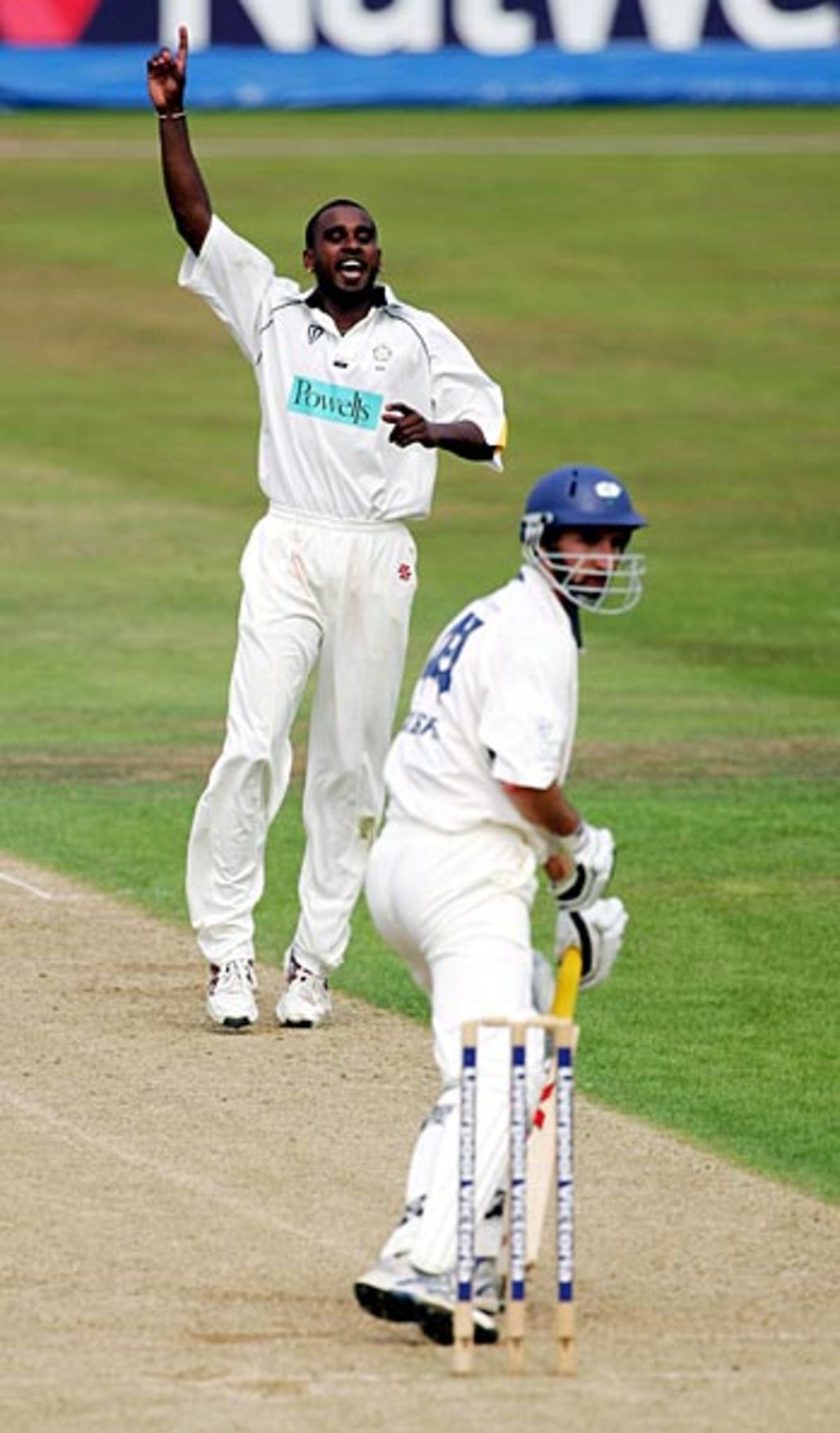 Dimitri Mascarenhas appeals in vain for Jason Gillespie's wicket ...
