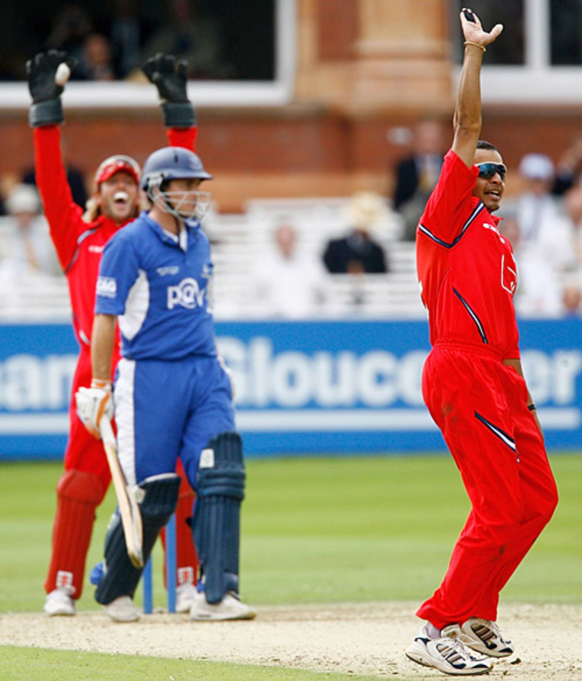 Sajid Mahmood celebrates as Carl Hopkinson is run out | ESPNcricinfo.com