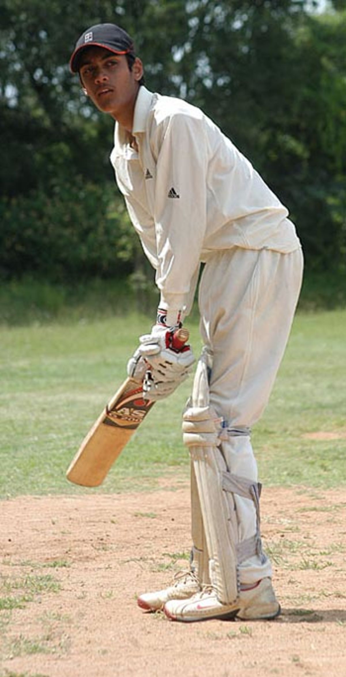 Mohammad Ayazuddin, son of Mohammad Azharuddin, in his batting stance ...