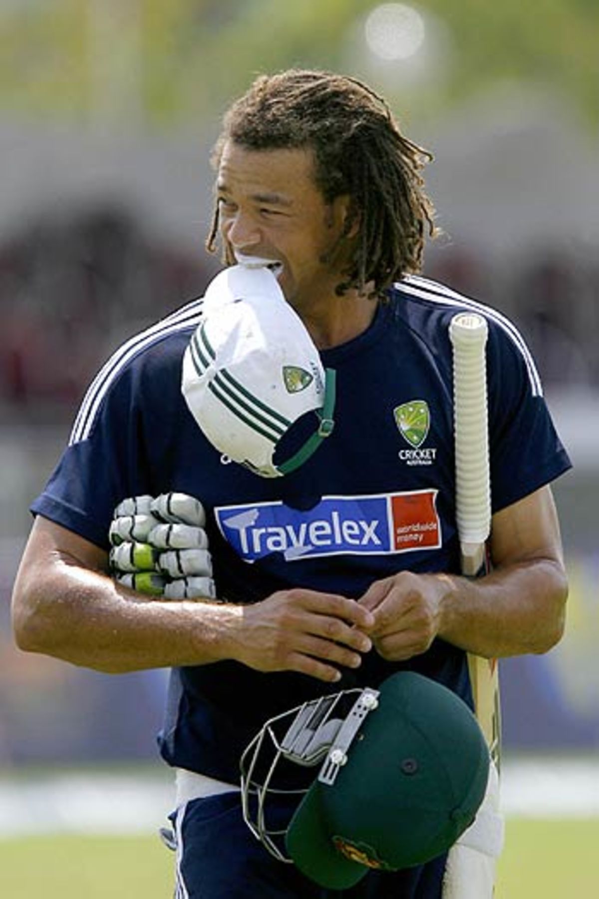 Andrew Symonds prepares for a net session on the eve of the final ...