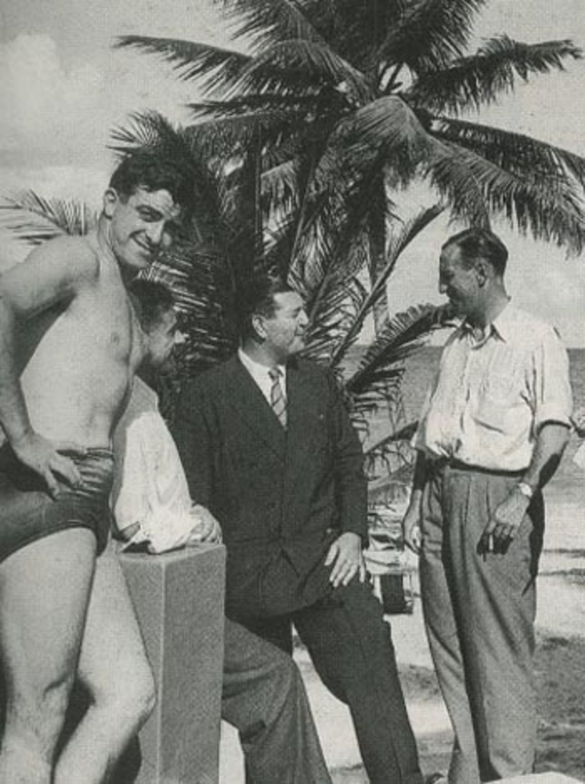 Freddie Trueman enjoys the company on the beach at Ocho Rios, Jamaica ...