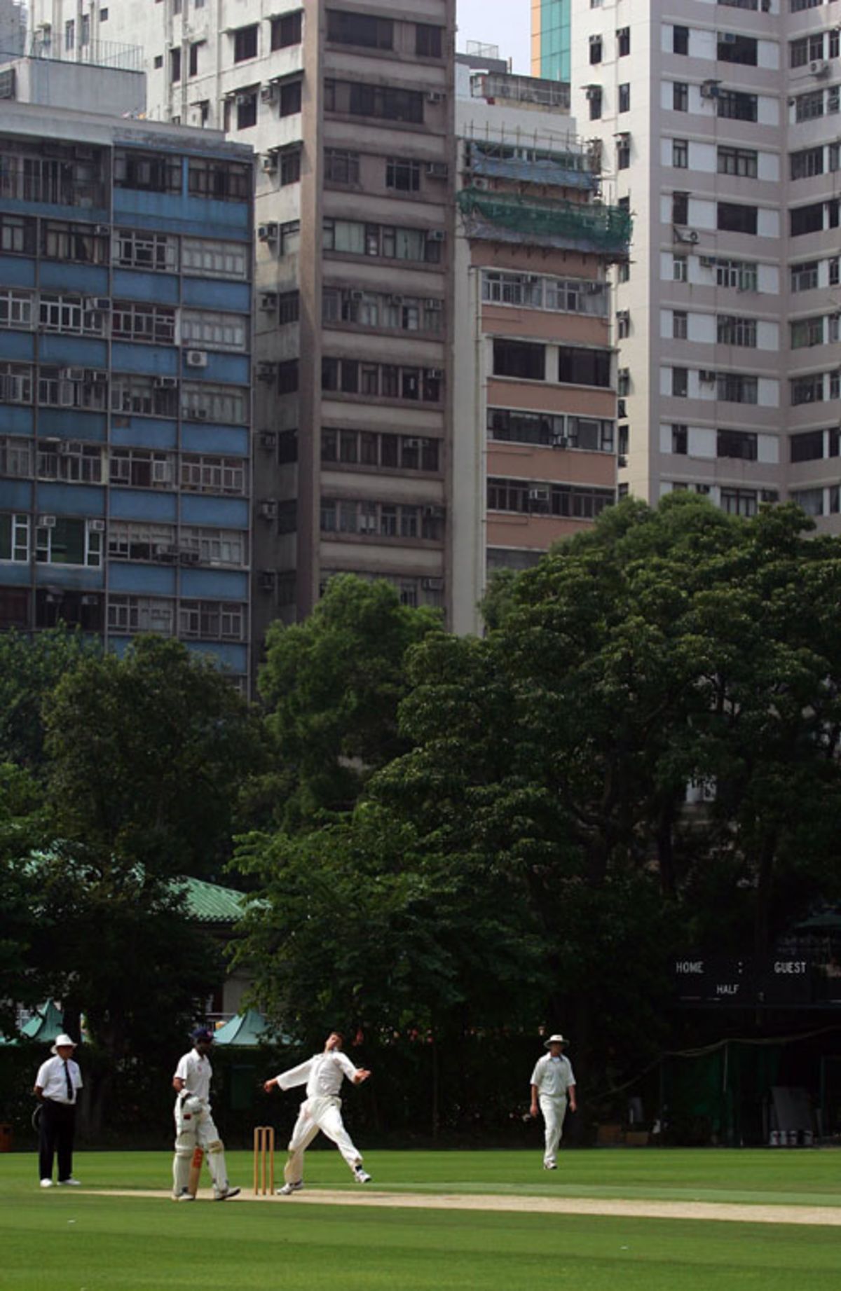 General view of a match at Kowloon Cricket Club in Hong Kong ...