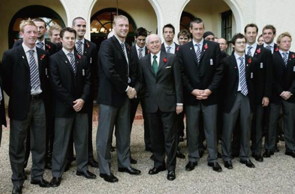 Andrew Flintoff and the England team meet John Howard | ESPNcricinfo.com Andrew Flintoff and the England team meet John Howard | ESPNcricinfo.com