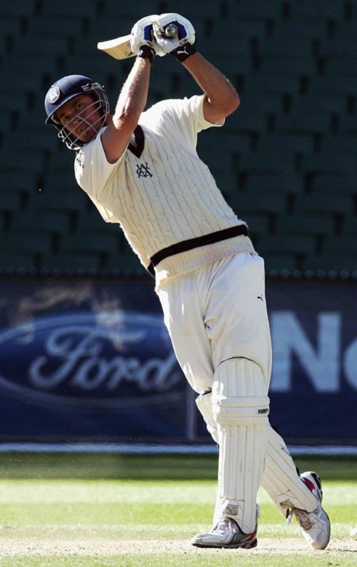 Nick Jewell of Victoria hits over mid-on during his hundred ...