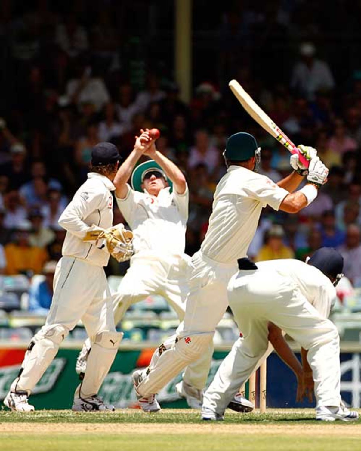 Paul Collingwood parries an edge from Hayden | ESPNcricinfo.com