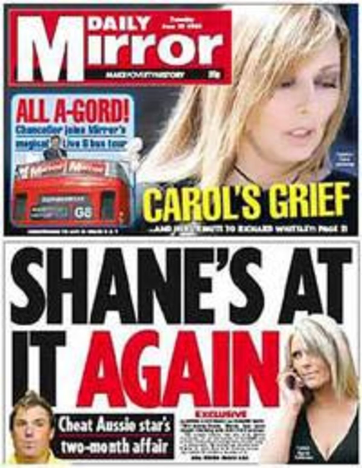 The front page of The Mirror detailing Shane Warne's alleged affair | ESPNcricinfo.com