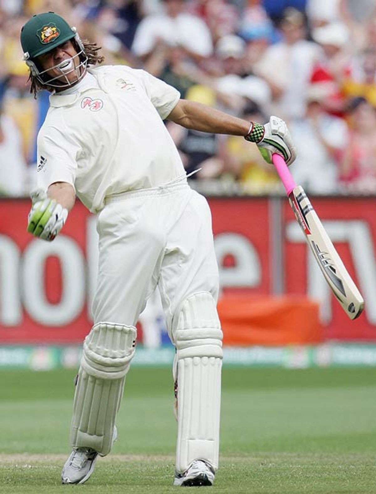 Aleem Dar signals the six that brought Andrew Symonds his first Test ...