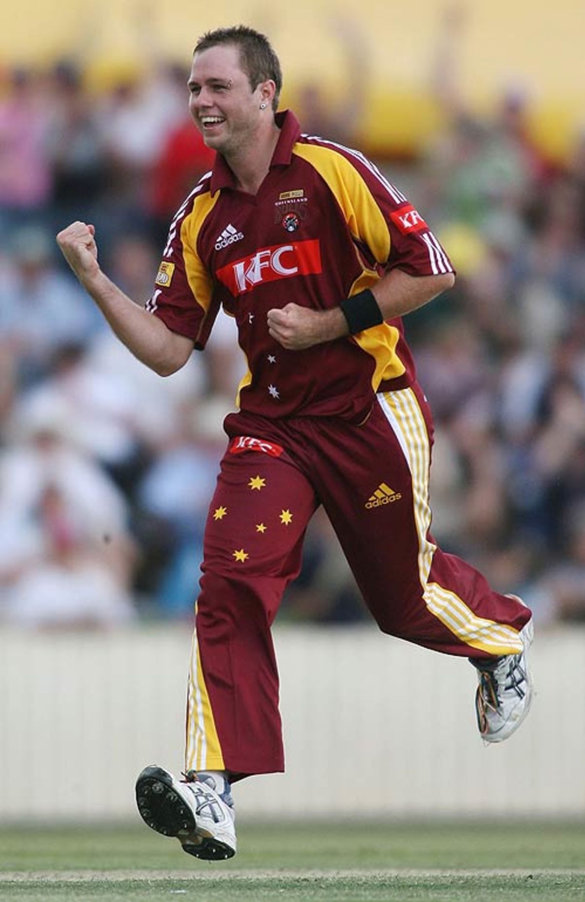 Nathan Rimmington celebrates one of his five victims | ESPNcricinfo.com