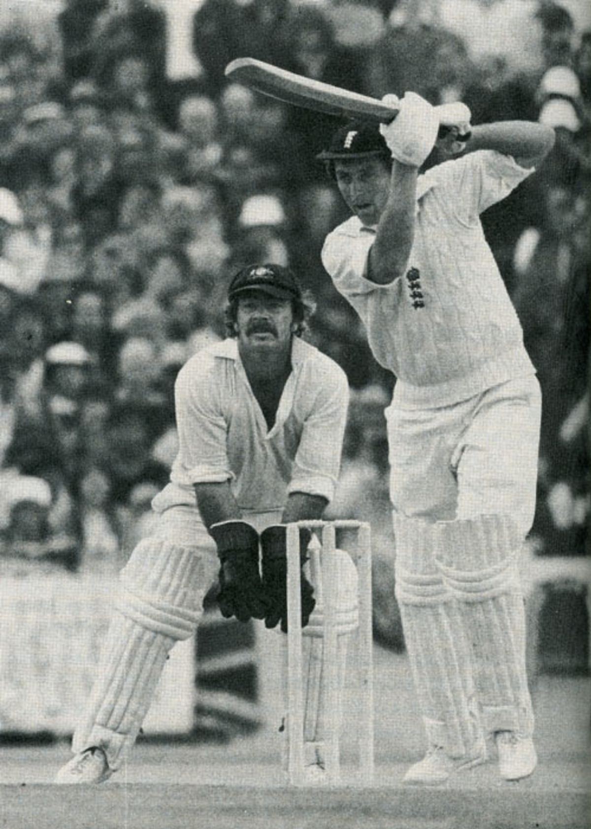 Bob Woolmer drives on his way to his second consecutive hundred against ...