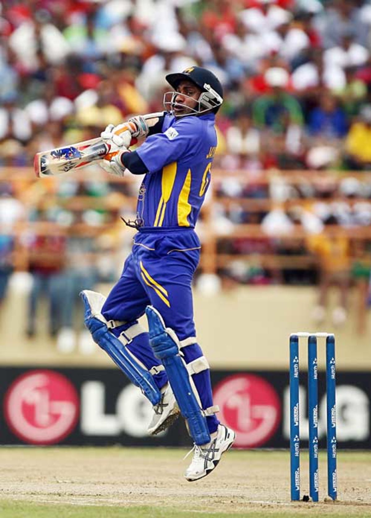 Sanath Jayasuriya fends away a rising delivery | ESPNcricinfo.com