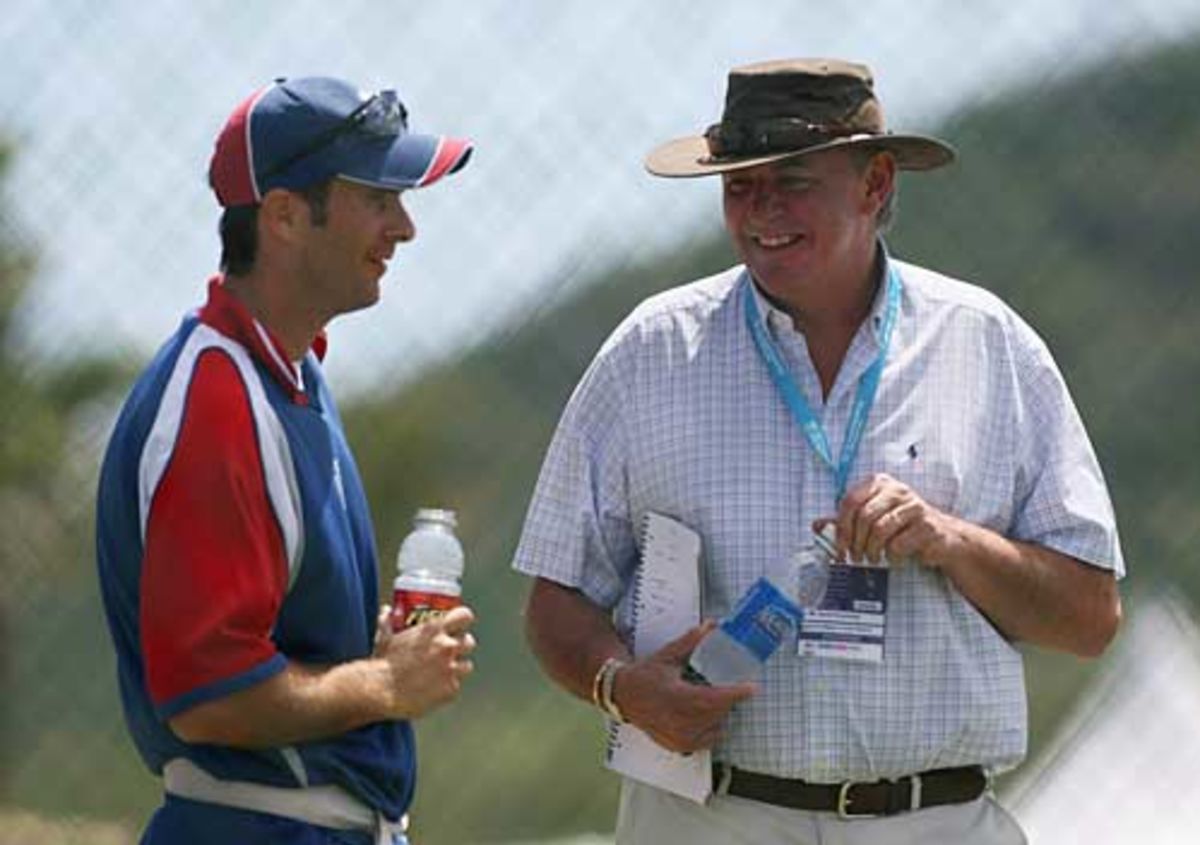 Michael Vaughan chats with England's chairman of selectors David ...