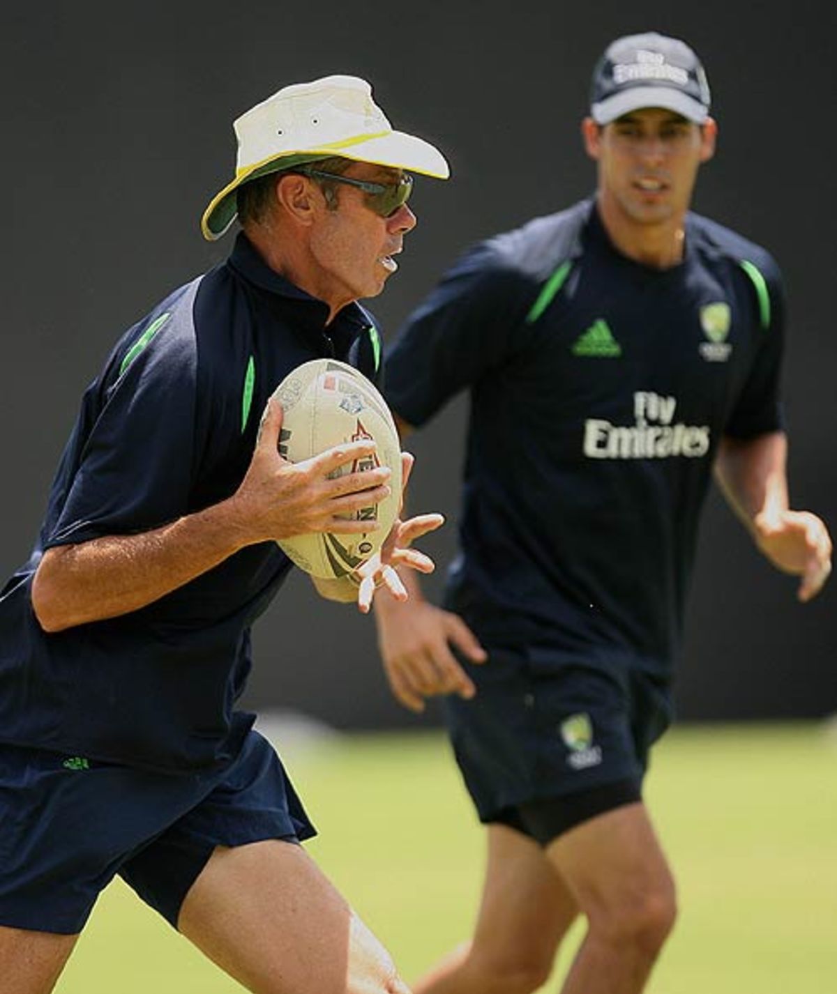John Buchanan joins the Australian team in a game of touch rugby ...