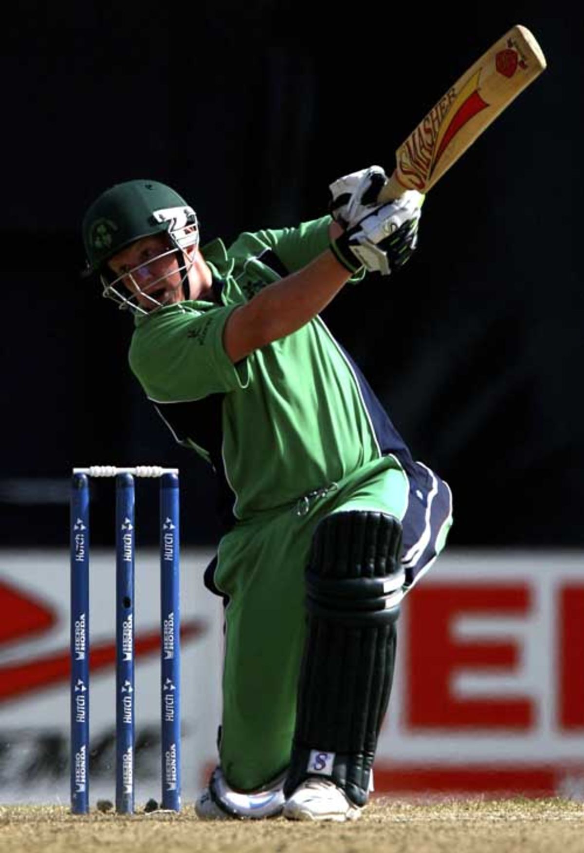 Kevin O'Brien gets down on his knees and drives it square ...