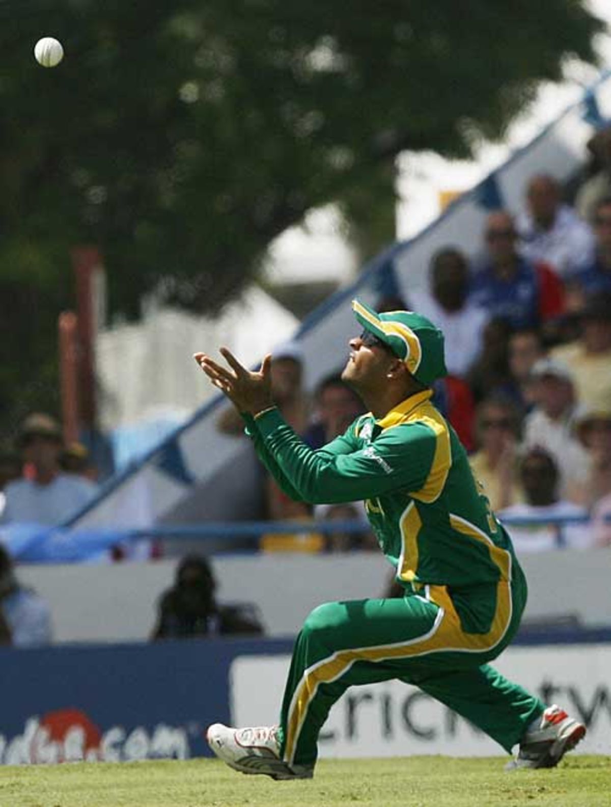 Ashwell Prince steadies himself under Ian Bell's top edge ...