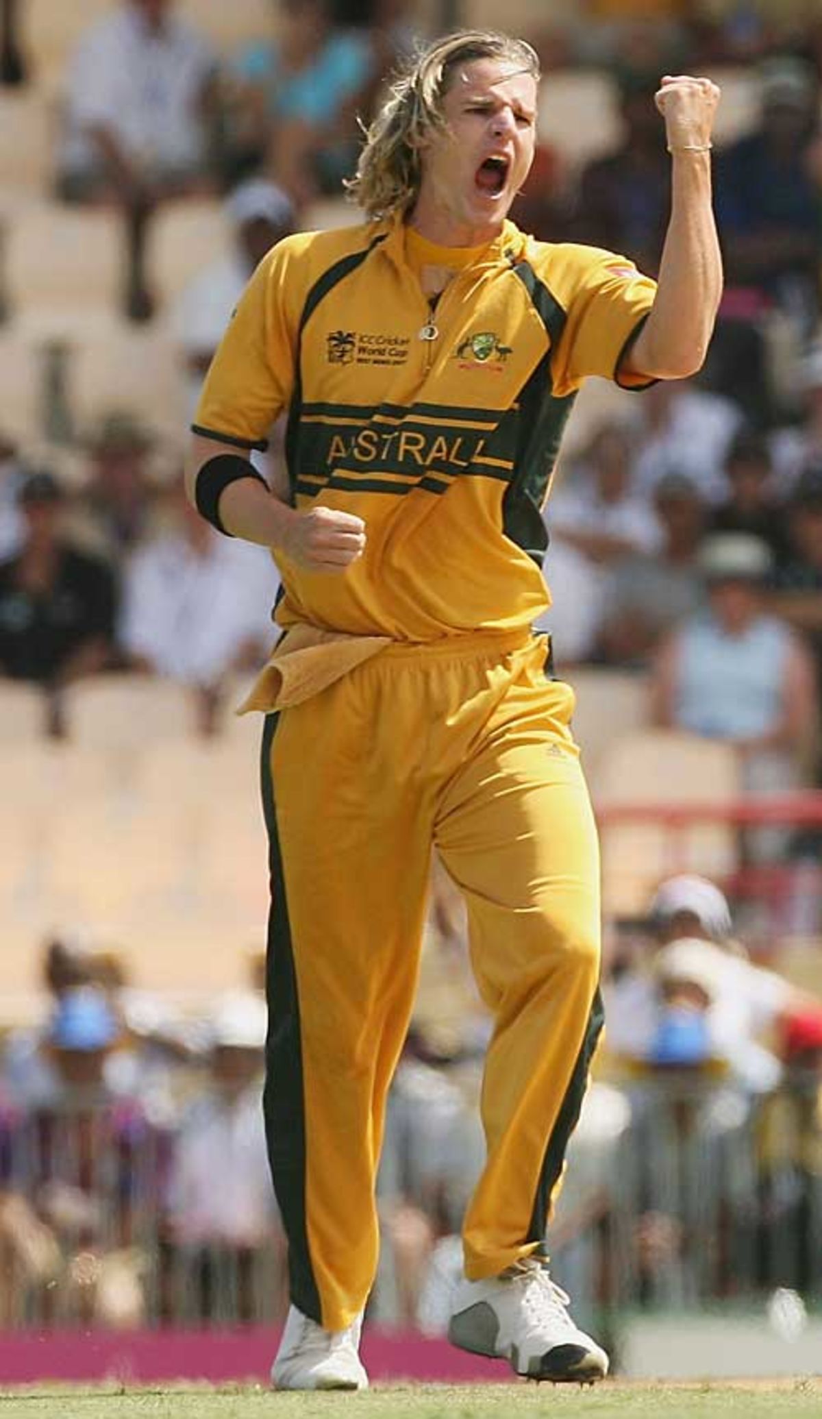 Nathan Bracken claimed the first wicket when he bowled Graeme Smith ...