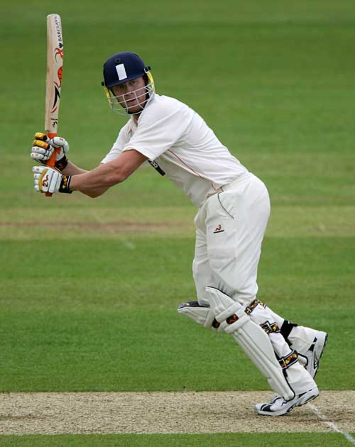 Andrew Flintoff holds his pose after a straight drive | ESPNcricinfo.com