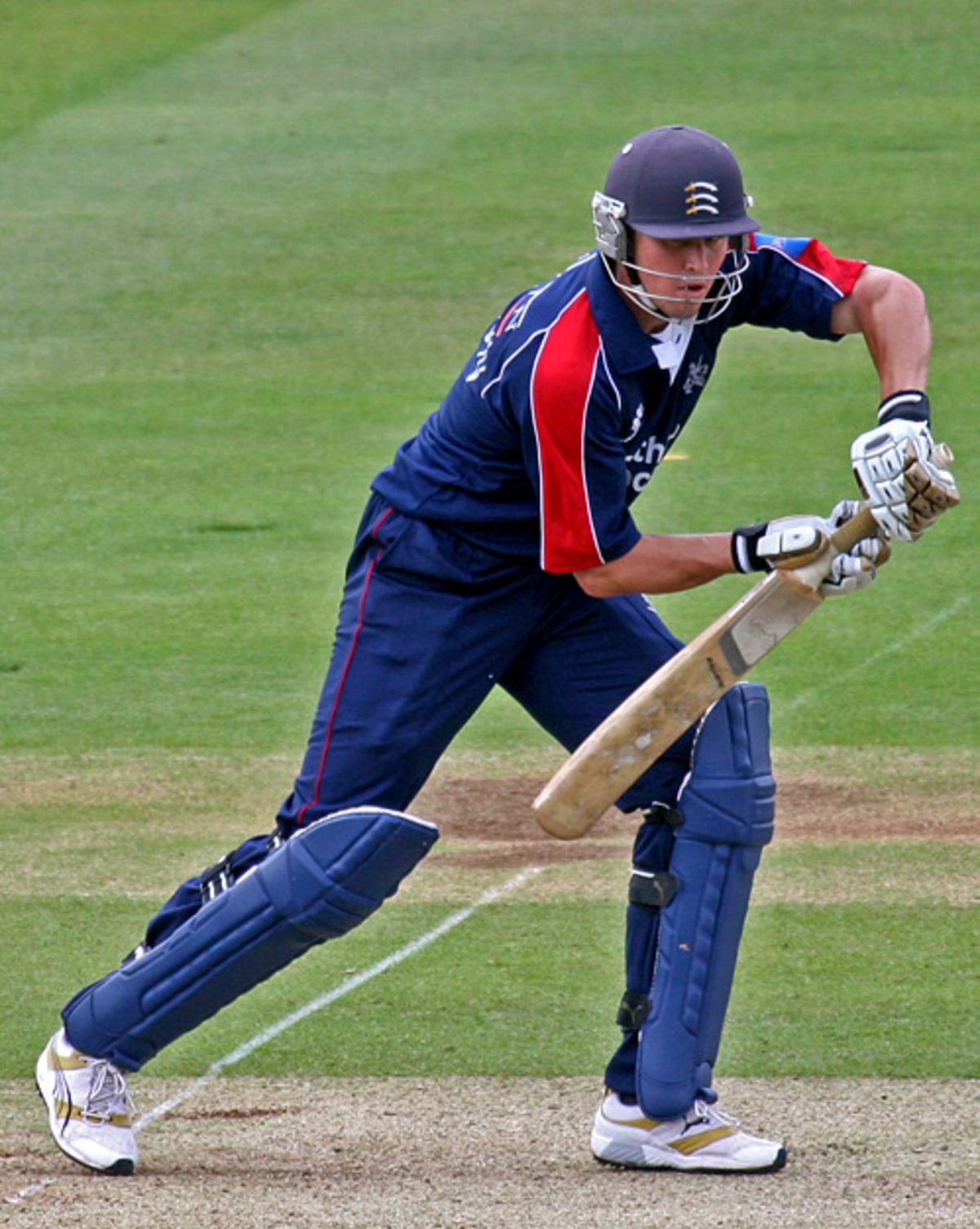 Nick Compton is firmly forward, blocking out to cover | ESPNcricinfo.com