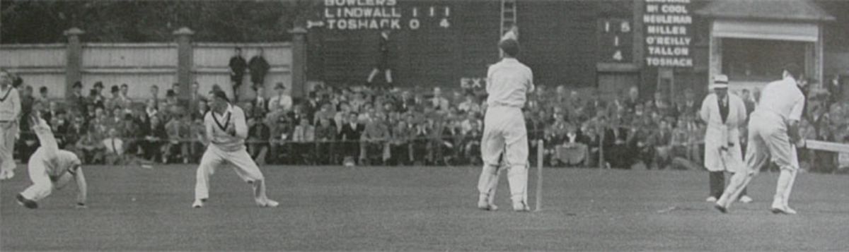 Keith Miller displays great agility to catch Walter Hadlee at leg slip ...